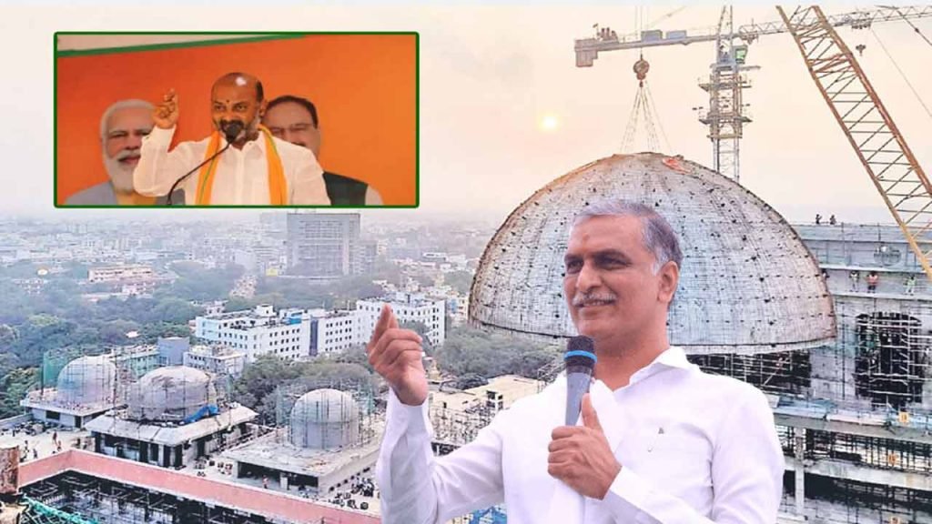 Harish Rao Reacted To BJP Threat to Demolish Domes of New Secretariat