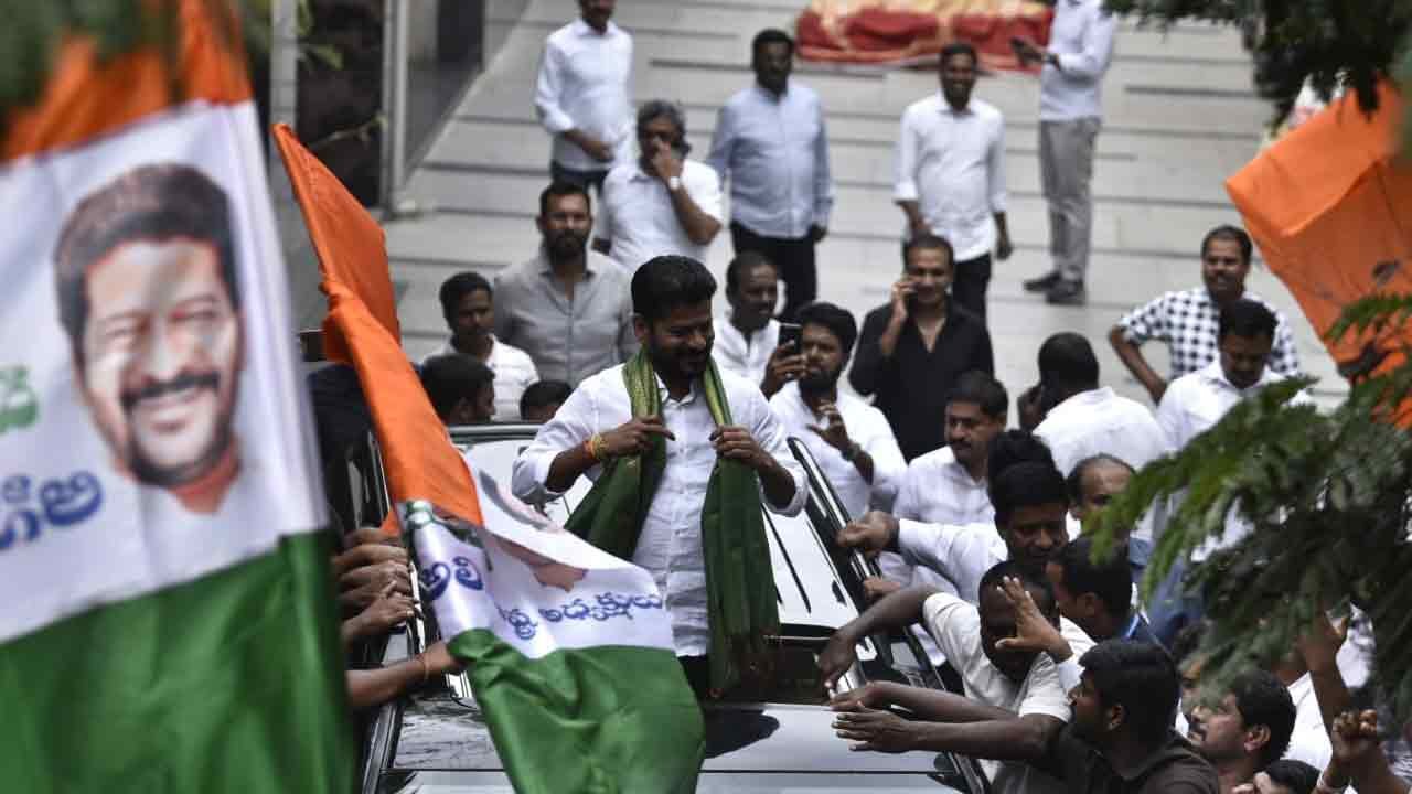 Celebrations Broke Out At Revanth Reddy’s House In Hyderabad