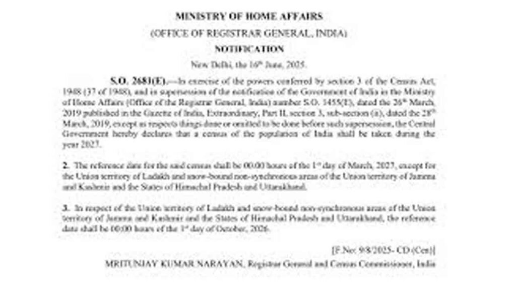Center Released Gazette Notification For Census
