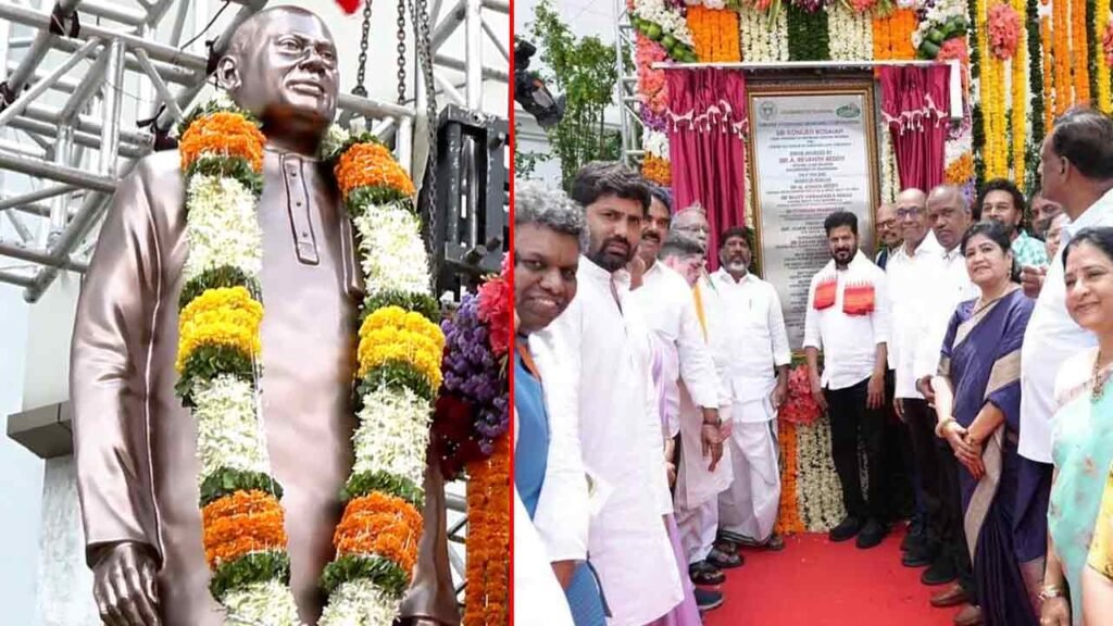 Revanth Reddy And Kharge Unveils Statue Of Former CM Rosaiah In Lakdikapul