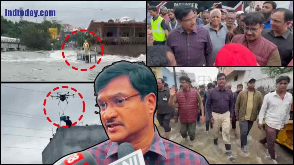 Hyderabad Floods: HYDRAA Commissioner Oversees Drone Relief Efforts